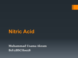 Nitric acid Preparation & Uses | PPTX