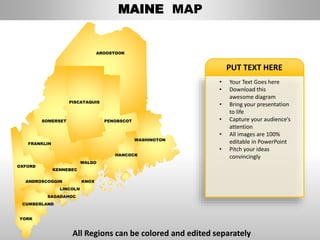 Usa maine state powerpoint county editable ppt maps and templates | PPTX