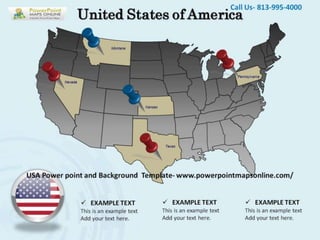 Usa map powerpoint and background | PPTX | Web Design and HTML | Internet