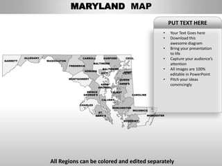 Usa maryland state powerpoint county editable ppt maps and templates | PPTX