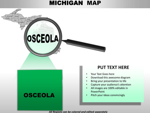 Usa michigan state powerpoint county editable ppt maps and templates | PPT