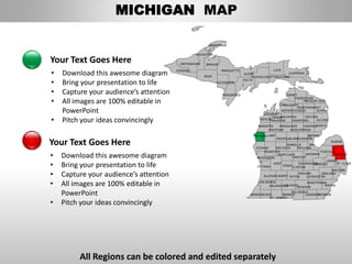 Usa michigan state powerpoint county editable ppt maps and templates | PPTX