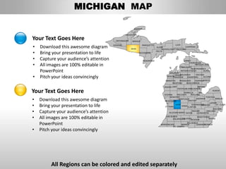 Usa michigan state powerpoint county editable ppt maps and templates | PPTX