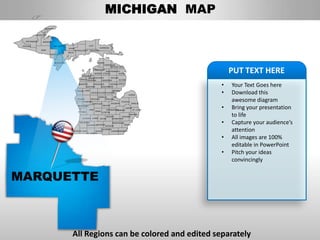 Usa michigan state powerpoint county editable ppt maps and templates | PPTX