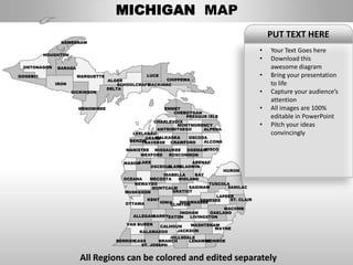 Usa michigan state powerpoint county editable ppt maps and templates | PPTX