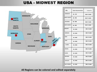 Usa midwest region country editable powerpoint maps with states and ...