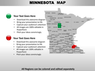 Usa minnesota state powerpoint county editable ppt maps and templates | PPT