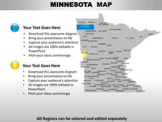 Usa minnesota state powerpoint county editable ppt maps and templates | PPT