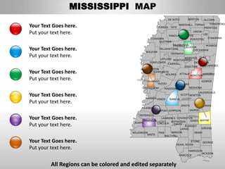 Usa mississippi state powerpoint county editable ppt maps and templates ...