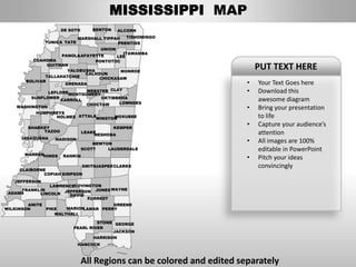 Usa mississippi state powerpoint county editable ppt maps and templates ...