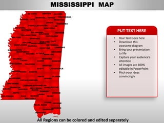 Usa mississippi state powerpoint county editable ppt maps and templates ...