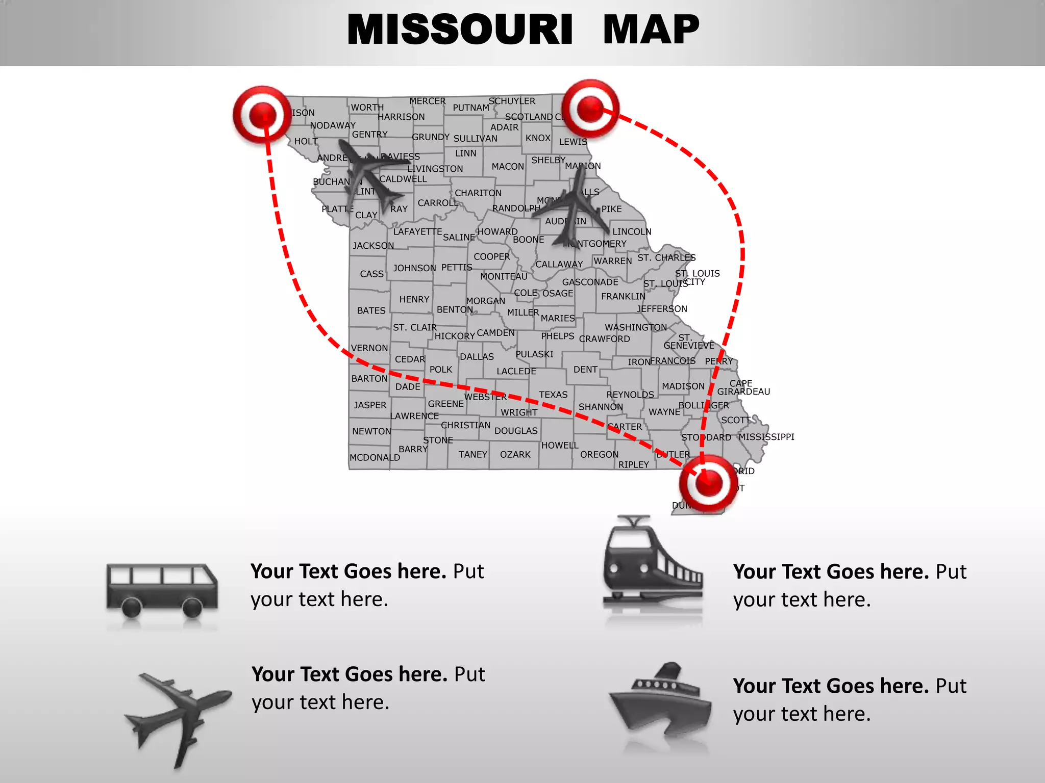Usa missouri state powerpoint county editable ppt maps and templates | PPTX