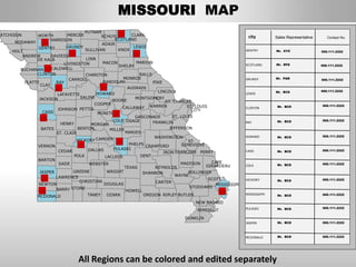 Usa missouri state powerpoint county editable ppt maps and templates | PPTX