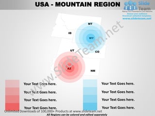 Usa mountain region country editable powerpoint maps with states and ...