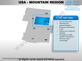 Usa mountain region country editable powerpoint maps with states and ...