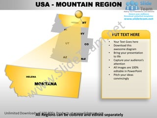 Usa mountain region country editable powerpoint maps with states and ...