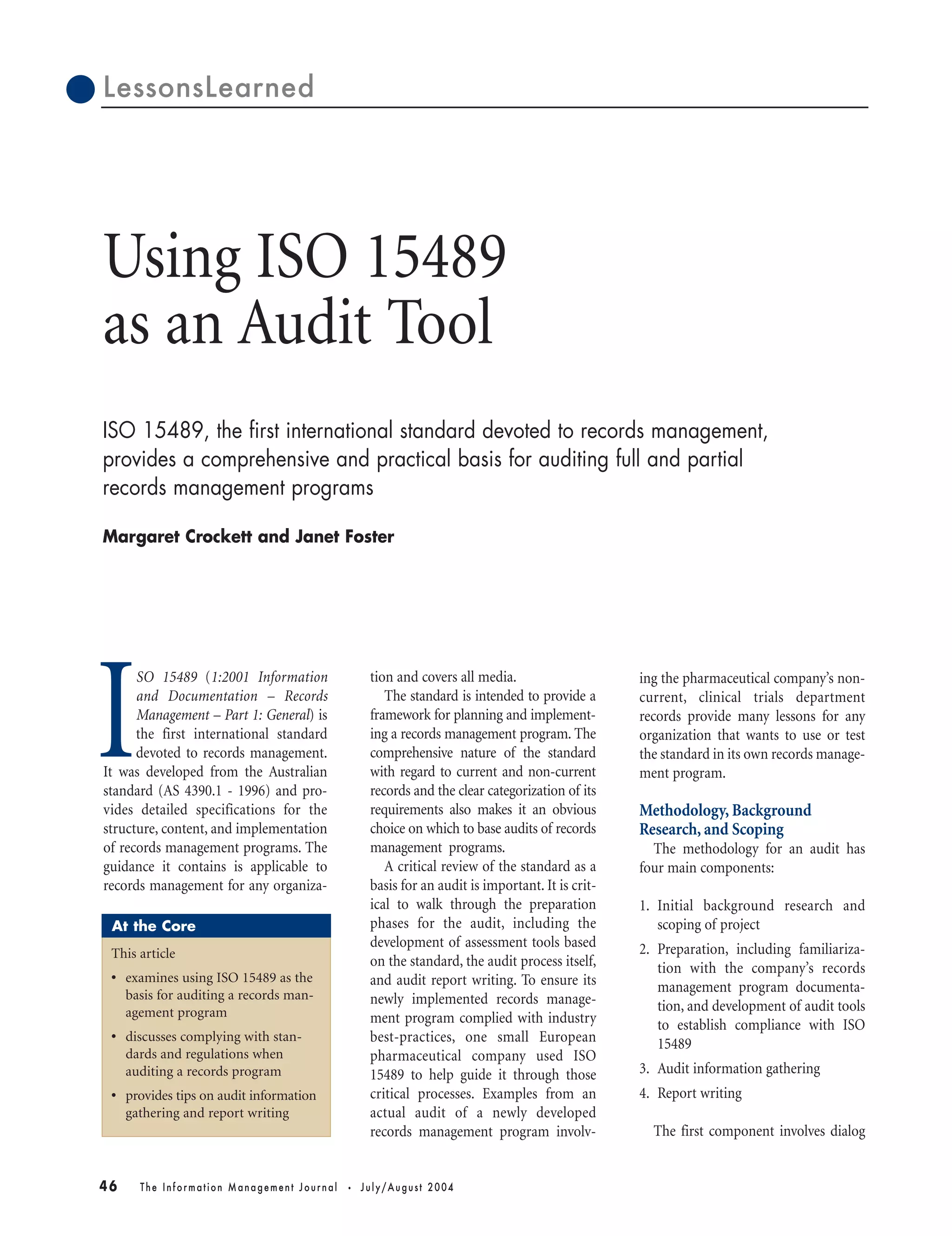 Usando ISO 15489 como herramienta de auditoria | PDF | Business ...