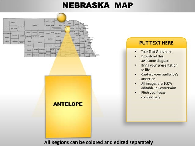 Usa nebraska state powerpoint county editable ppt maps and templates | PPT