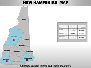 Usa new hampshire state powerpoint county editable ppt maps and ...