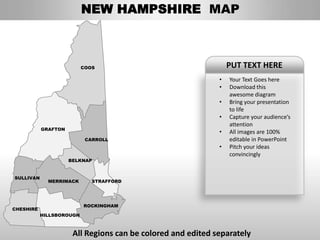 Usa new hampshire state powerpoint county editable ppt maps and ...