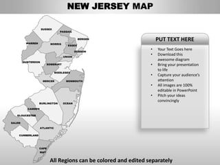 Usa new jersey state powerpoint county editable ppt maps and templates ...