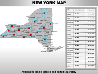 Usa new york state powerpoint county editable ppt maps and templates | PPTX