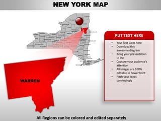 Usa new york state powerpoint county editable ppt maps and templates | PPTX