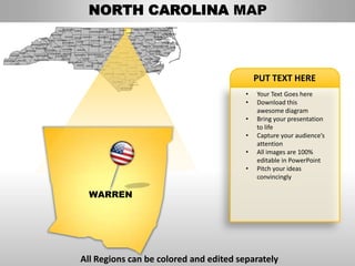 Usa north carolina state powrpoint county editable ppt maps and ...