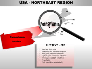 Usa northeast region country editable powerpoint maps with states and ...