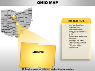 Usa ohio state powerpoint county editable ppt maps and templates | PPTX
