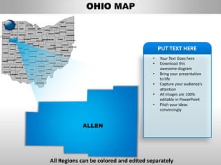 Usa ohio state powerpoint county editable ppt maps and templates | PPTX