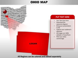 Usa ohio state powerpoint county editable ppt maps and templates | PPTX