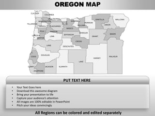 Usa oregon state powerpoint county editable ppt maps and templates | PPTX