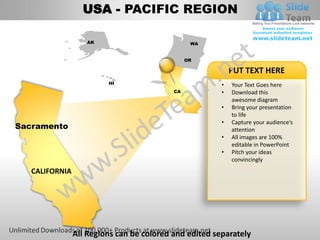 Usa pacific region country editable powerpoint maps with states and ...