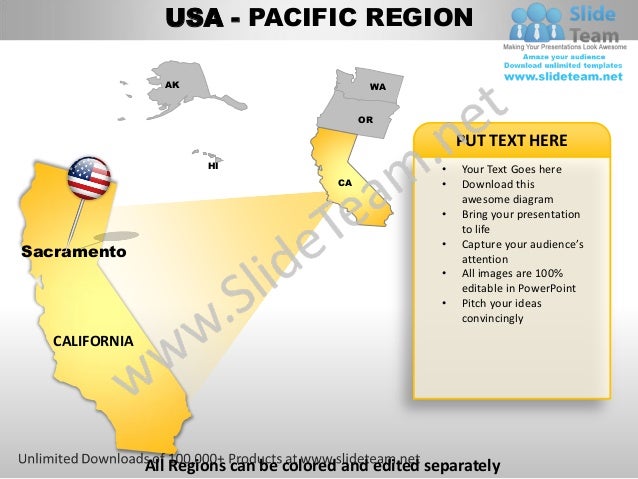 Pacific West Region Map With Capitals