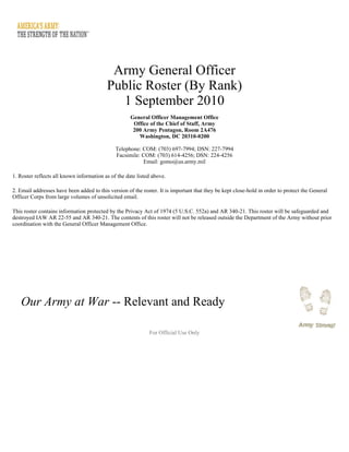 Us army officer-roster-2012 | PDF