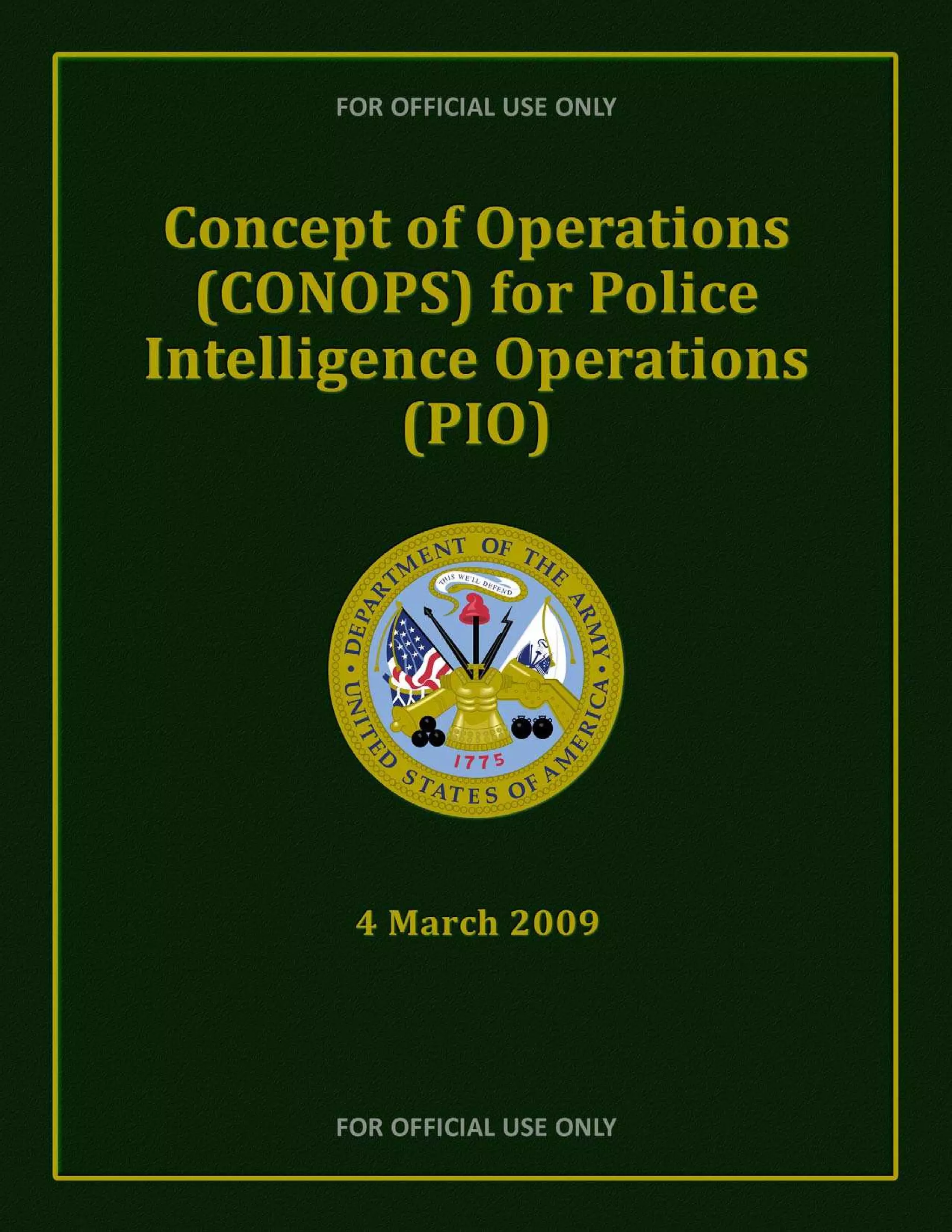 Concept of Operations (CONOPS) for Police Intelligence Operations (PIO ...