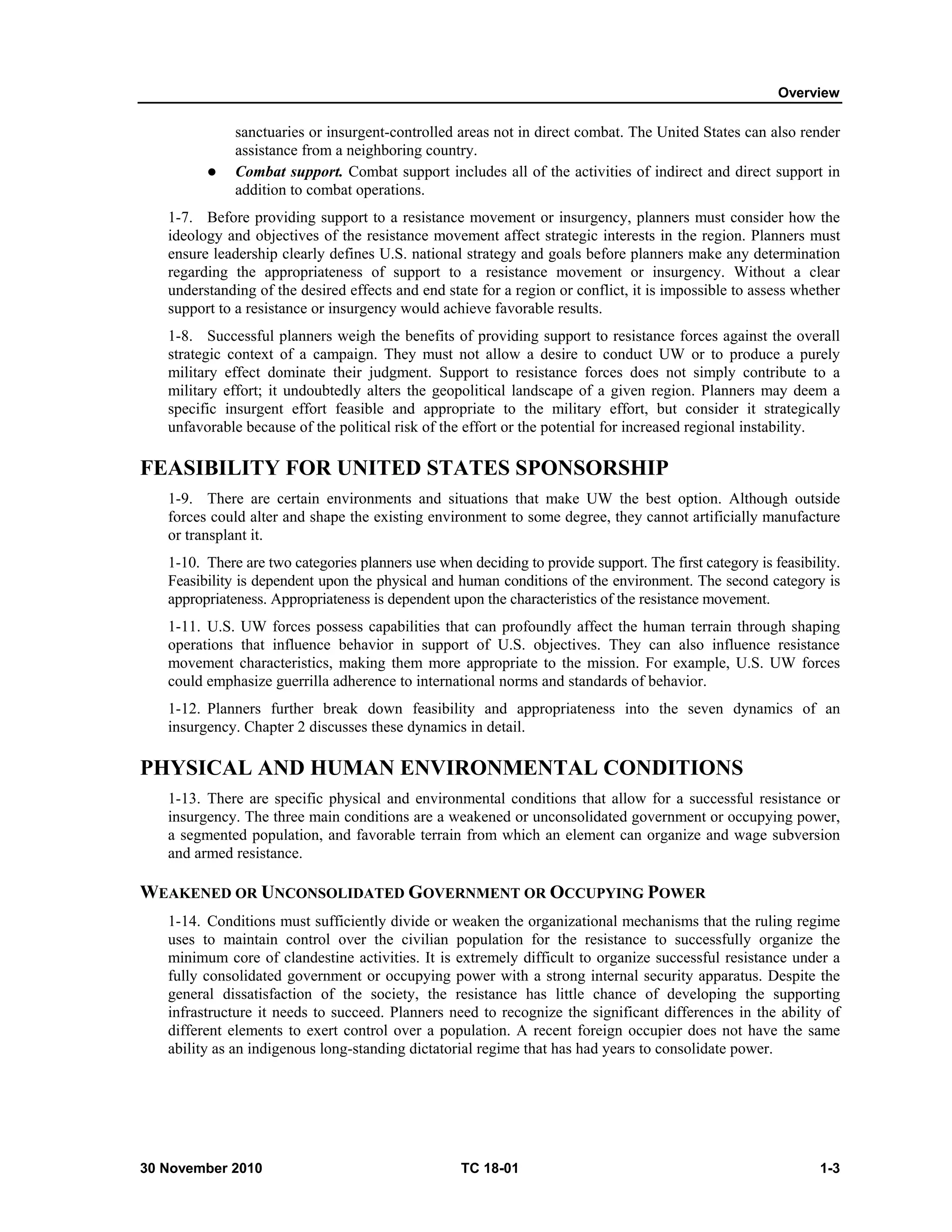 U.S. Army Special Forces Unconventional Warfare Training Manual ...