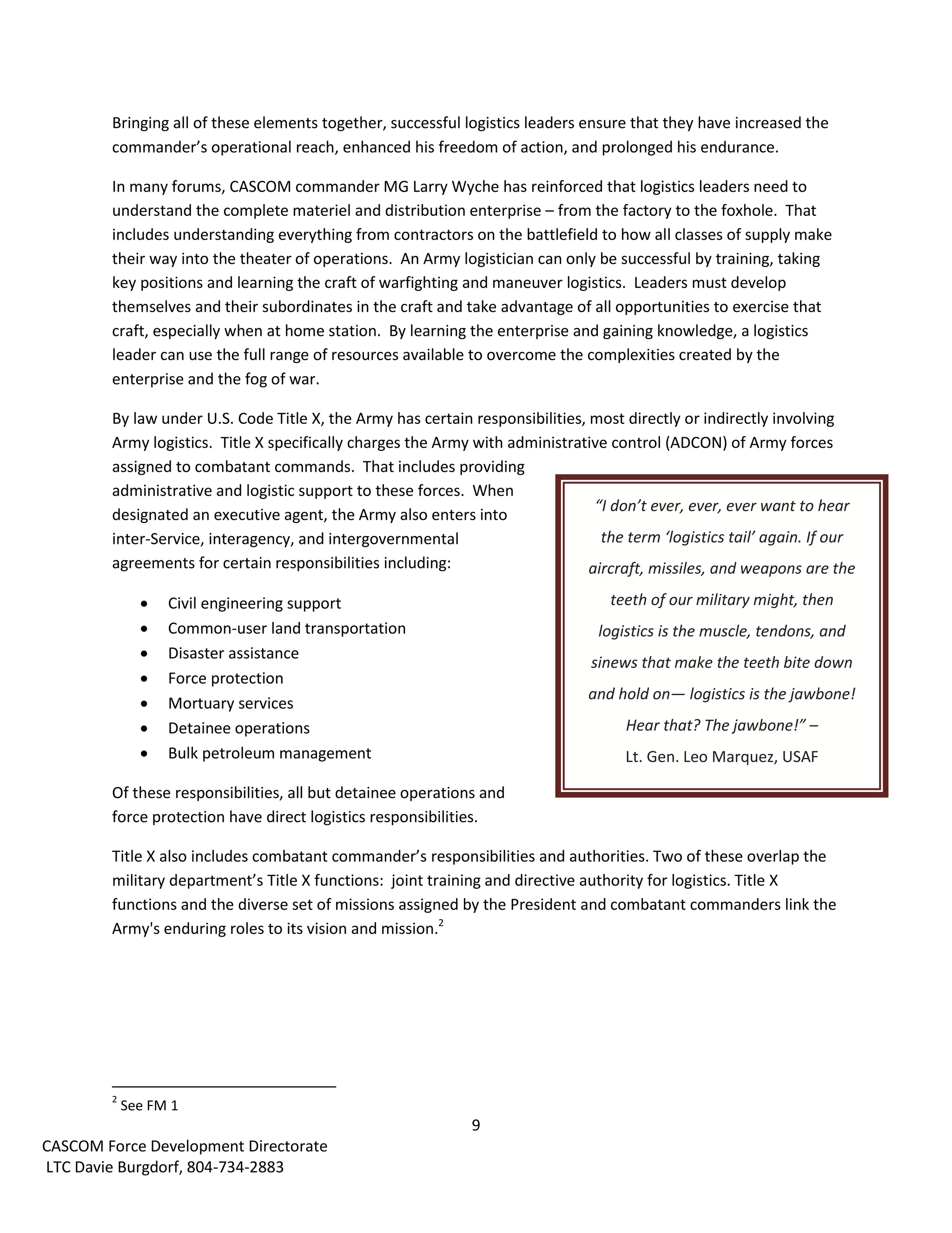 US Army Logistics Quick Reference Guide Feb 14, 2014 | PDF