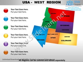 Usa rocky mountain region country editable powerpoint maps with states ...