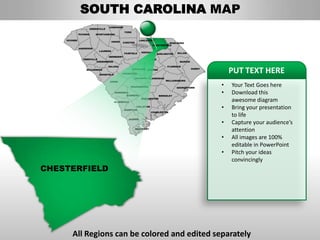 Usa south carolina state powerpoint county editable ppt maps and ...