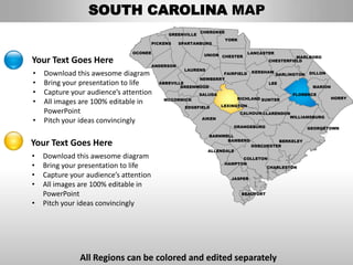 Usa south carolina state powerpoint county editable ppt maps and ...