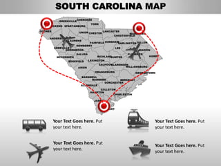 Usa south carolina state powerpoint county editable ppt maps and ...