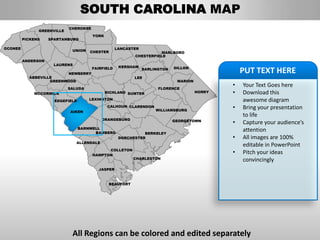 Usa south carolina state powerpoint county editable ppt maps and ...