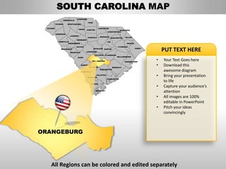 Usa south carolina state powerpoint county editable ppt maps and ...
