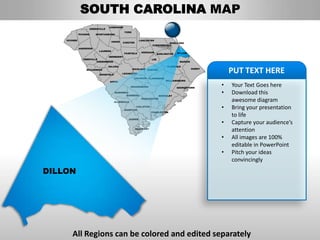 Usa south carolina state powerpoint county editable ppt maps and ...