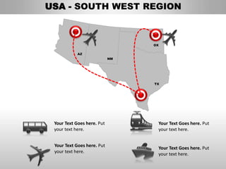 Usa south west region country editable powerpoint maps with states and ...