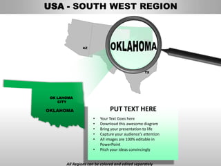 Usa south west region country editable powerpoint maps with states and ...