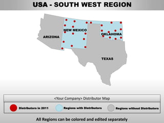 Usa south west region country editable powerpoint maps with states and ...