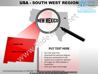 Usa south west region country editable powerpoint maps with states and ...